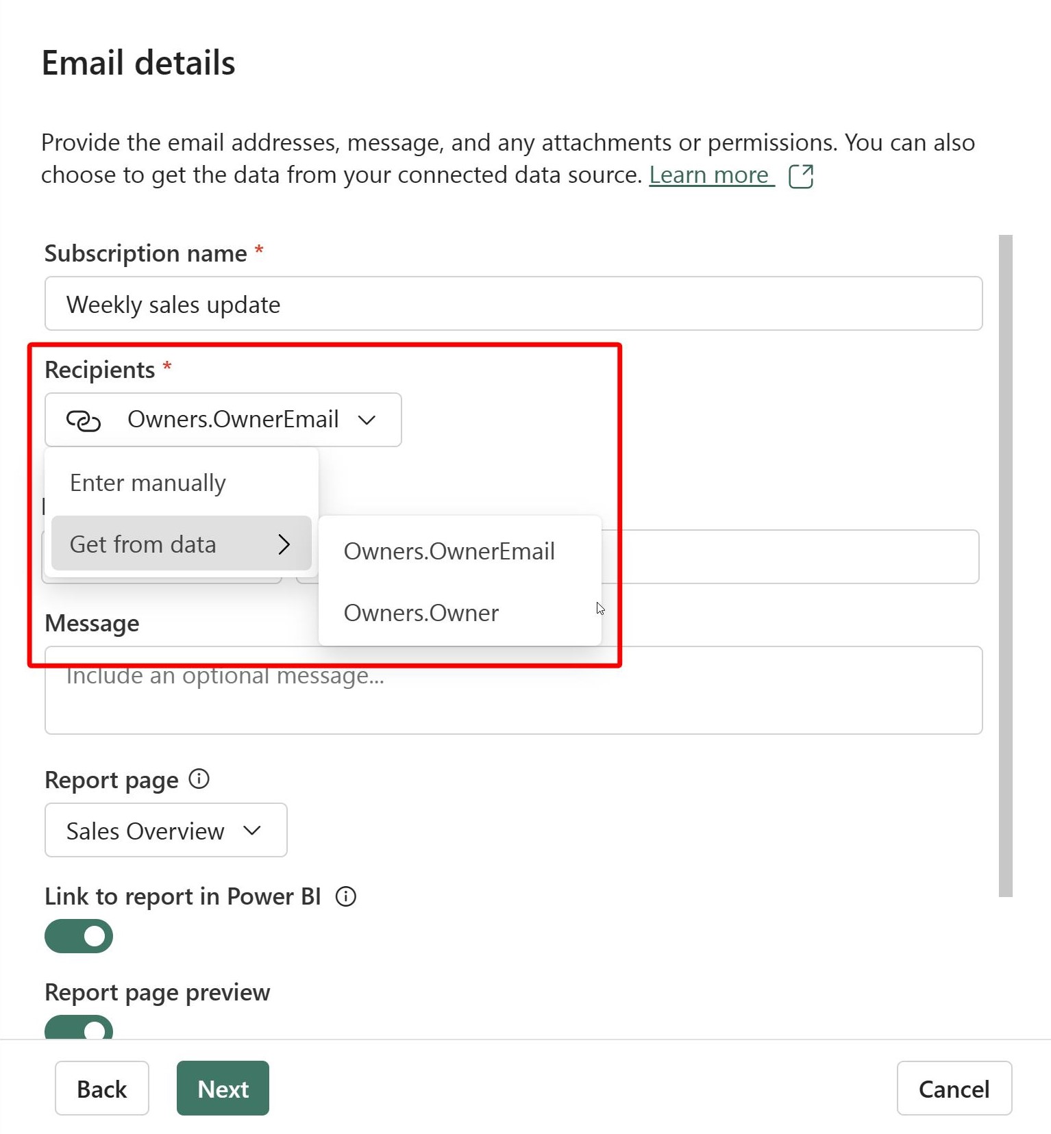 Power BI: How to Set up Dynamic per Recipient Subscriptions